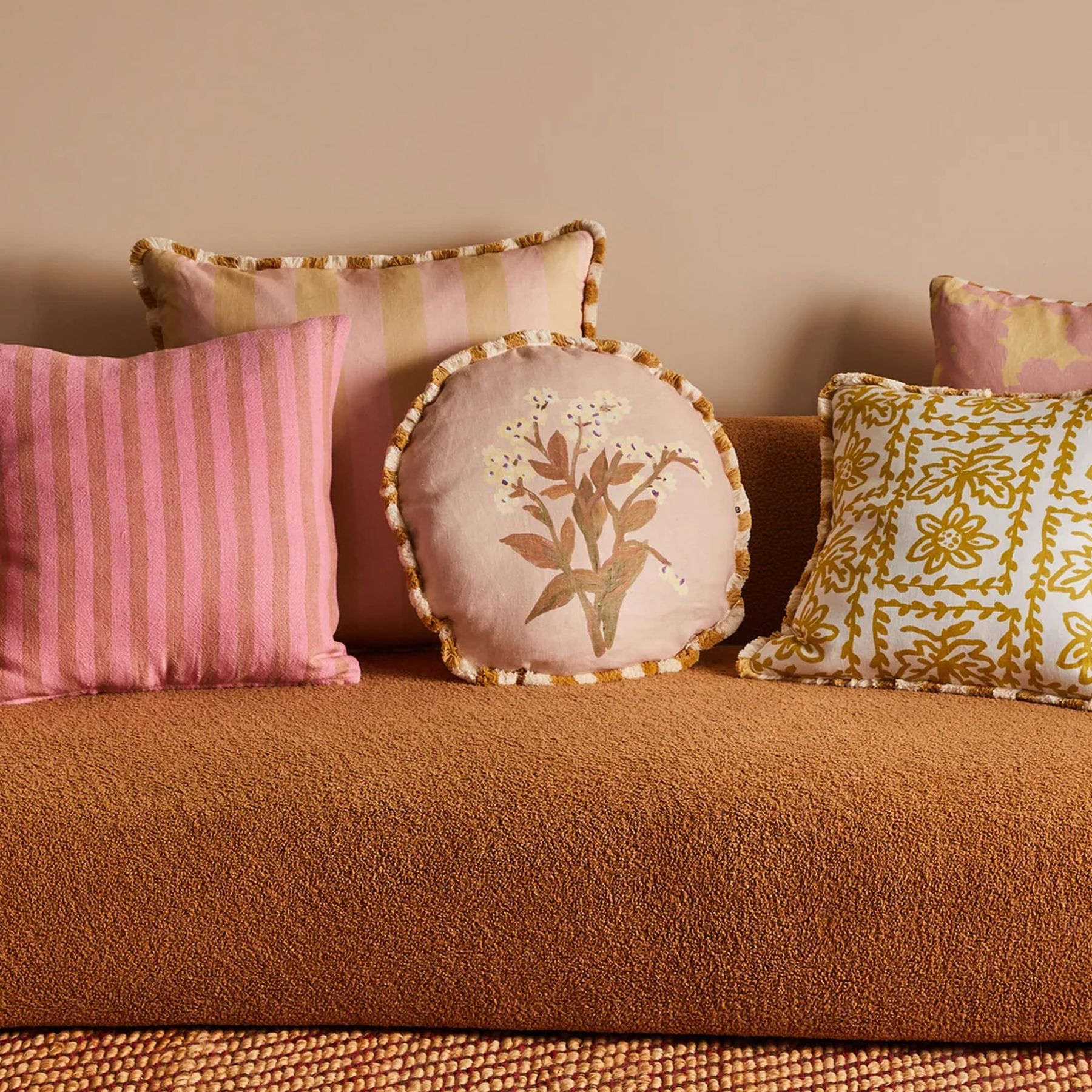 Bonnie And Neil Cushion Forget Me Knot Caramel