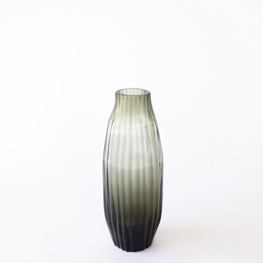 Brian Tunks Cut Glass Vase Bud Moss