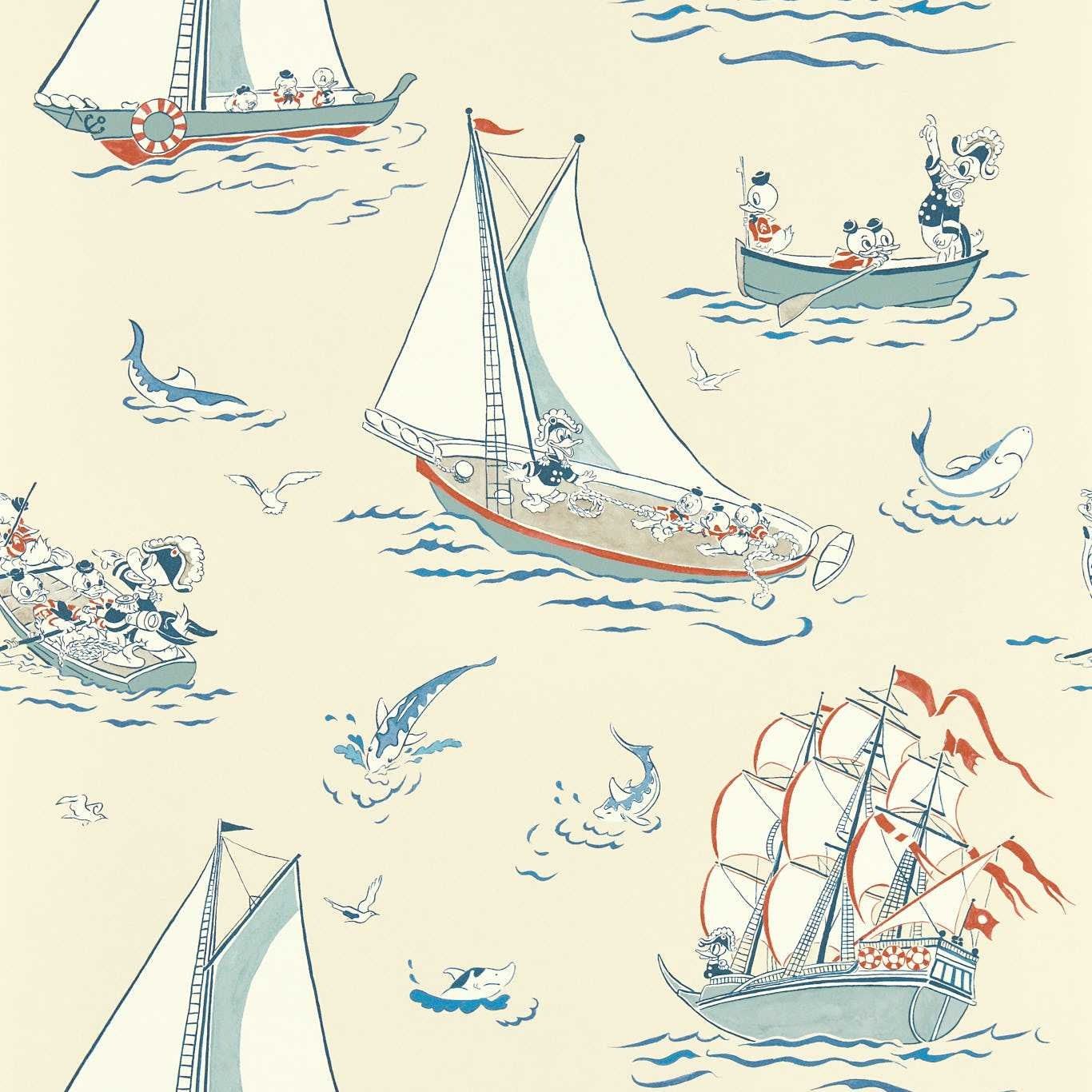 Sanderson Wallpaper Disney Donald Nautical Sea Salt