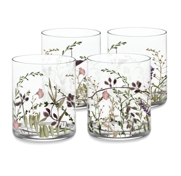 Nel Lusso Wildflower Old Fashioned Glass Set of 4